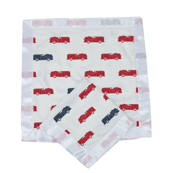 NC Blue and Red Fire Trucks Newcastle Blankie – 4 Kids Only